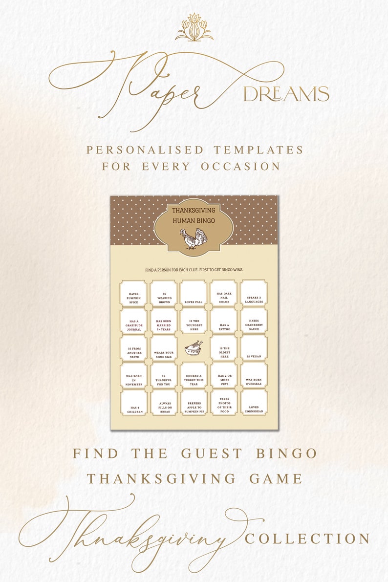 Thanksgiving Find the Guest Bingo Friendsgiving Games Printable, Fall ...