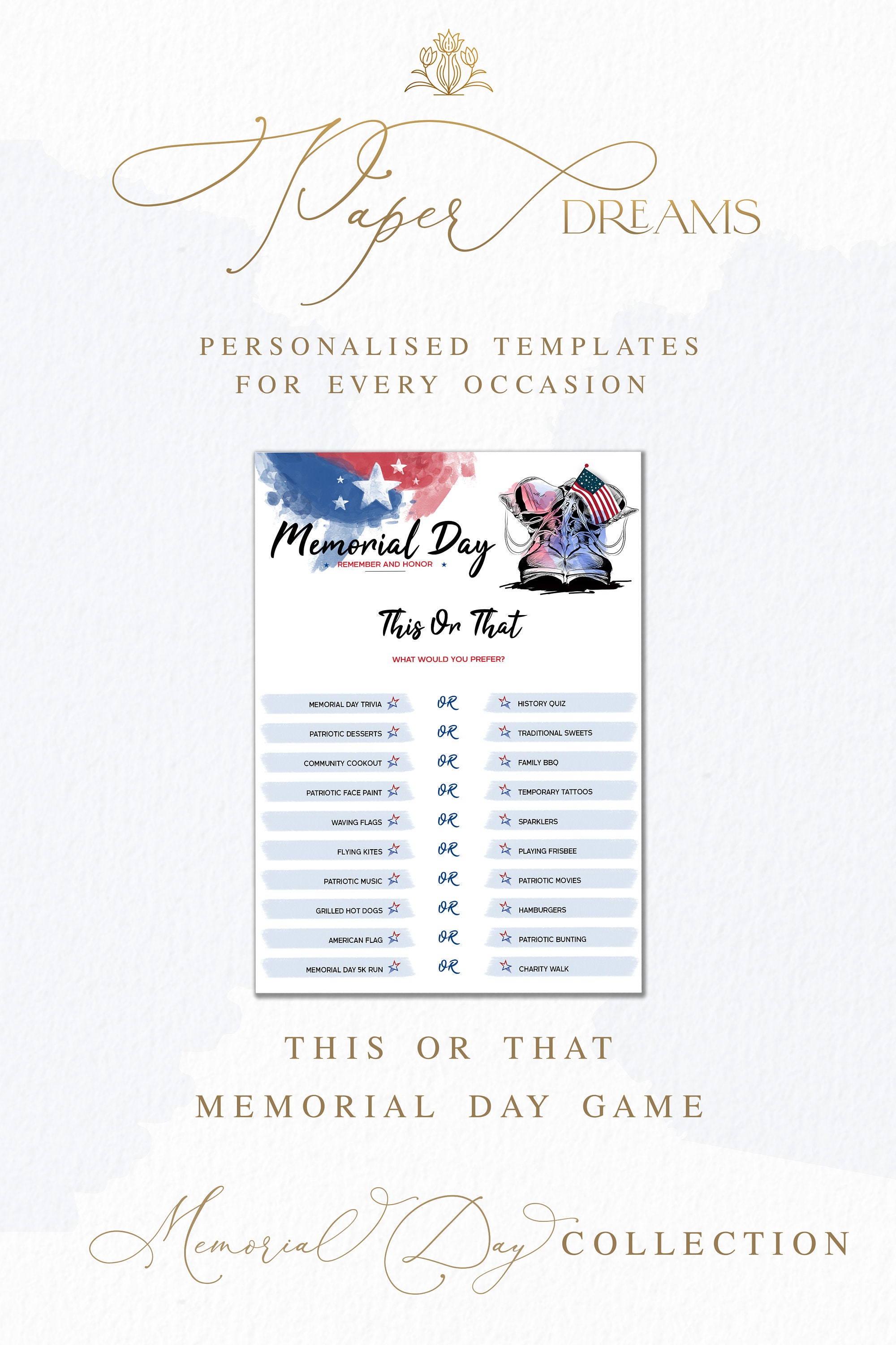 This or That Memorial Day Game Printable, Patriotic Would You Rather ...