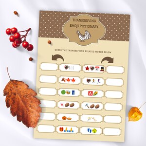 Thanksgiving Emoji Pictionary Game, Friendsgiving Games Printable ...