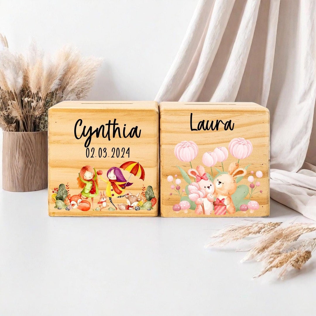 Personalized Money Box,child Money Box With Name,wooden Money Box for ...