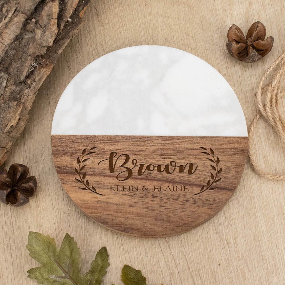 Custom Marble Wood Coaster,housewarming Gift ...