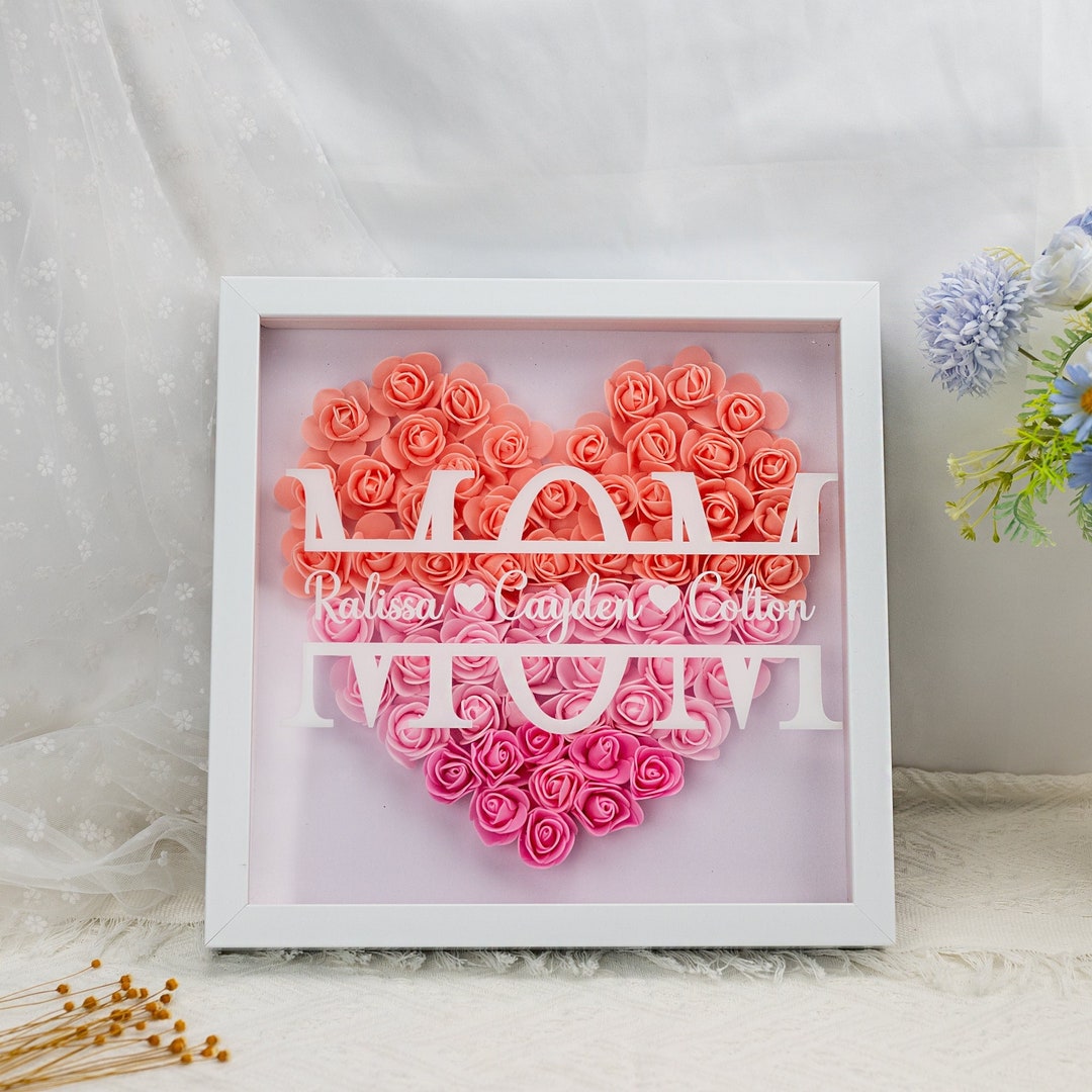 Custom Flower Shadow Box for Mom, Personalized Frame Gift for Mum ...