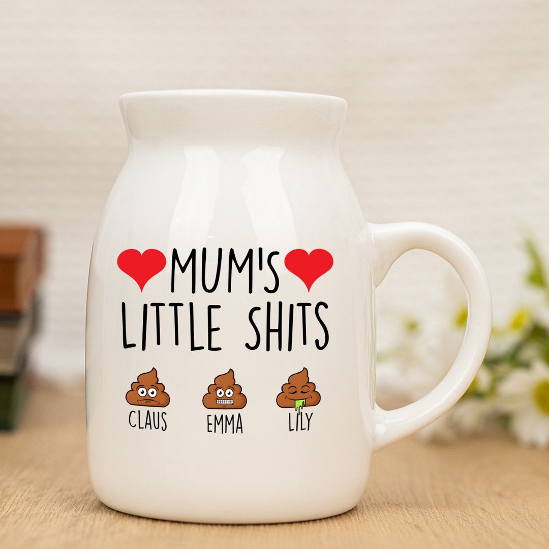 Mummy's Little Shits Poop Emoji Vase,personalized Funny Gift for Mum ...