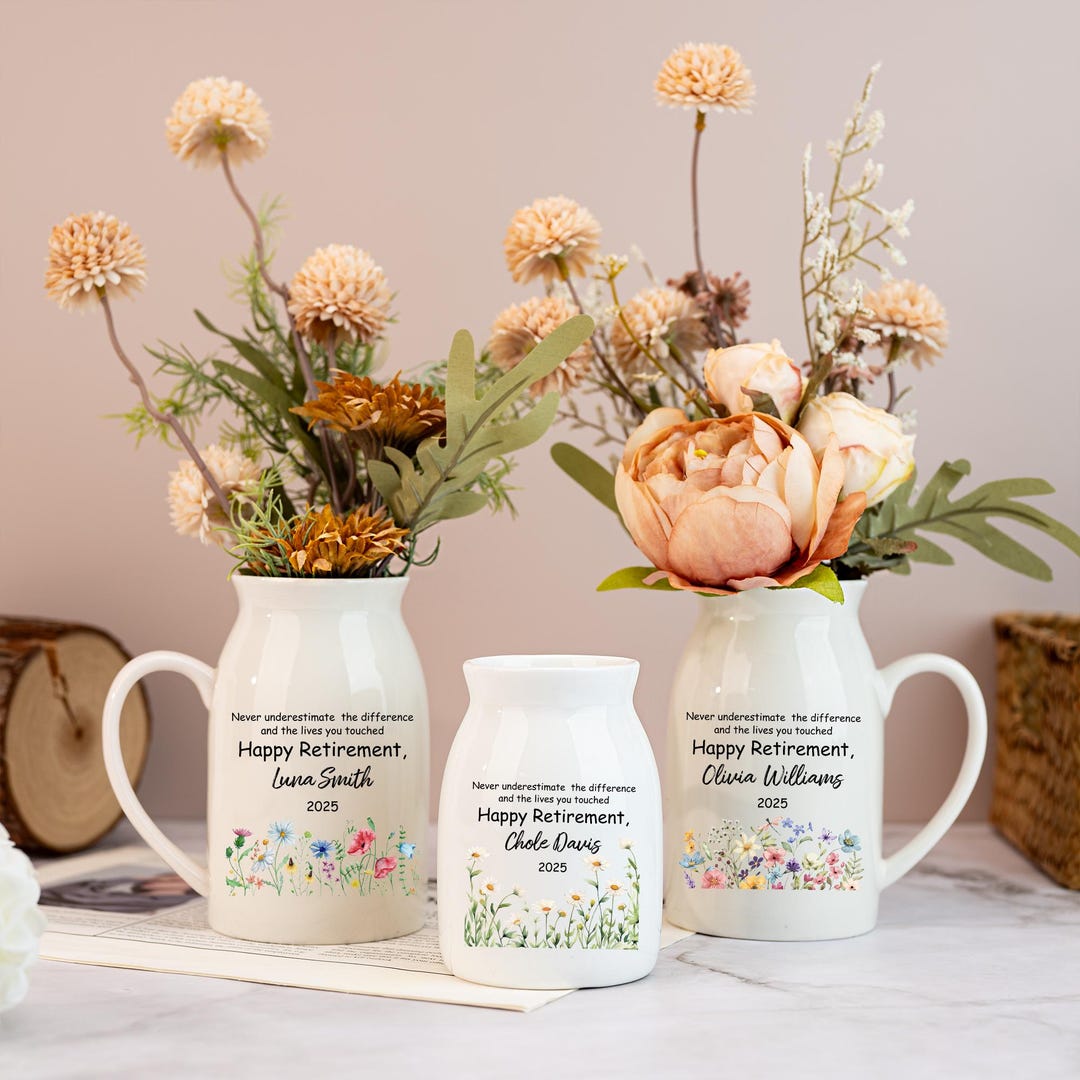 Personalized Retirement Ceramic Flower Vase,custom Happy Retirement ...