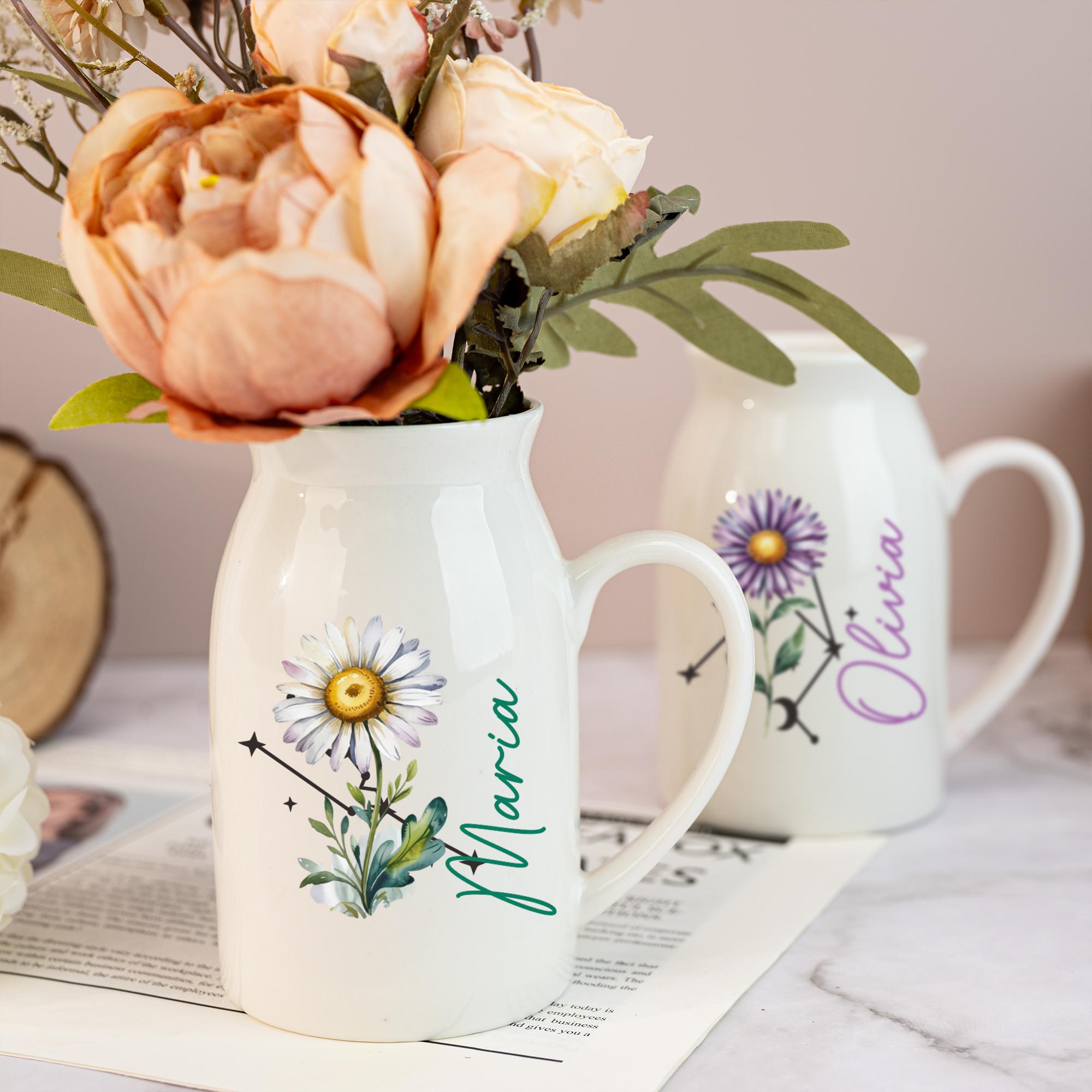 Birth Flower Vase,zodiac Sign Vase,personalized Vase for Her,birthday ...