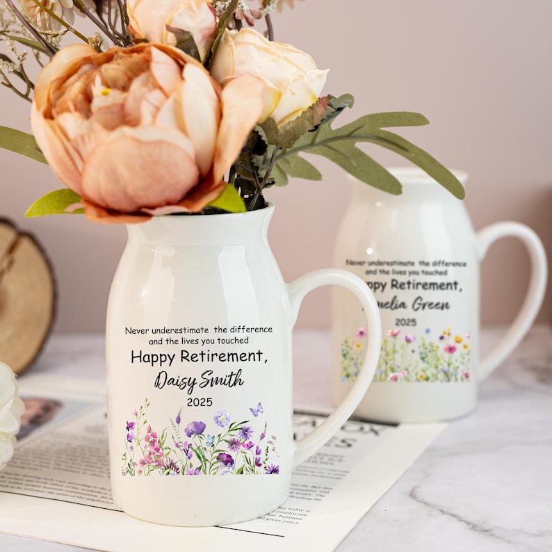 Personalized Retirement Ceramic Flower Vase,custom Happy Retirement ...