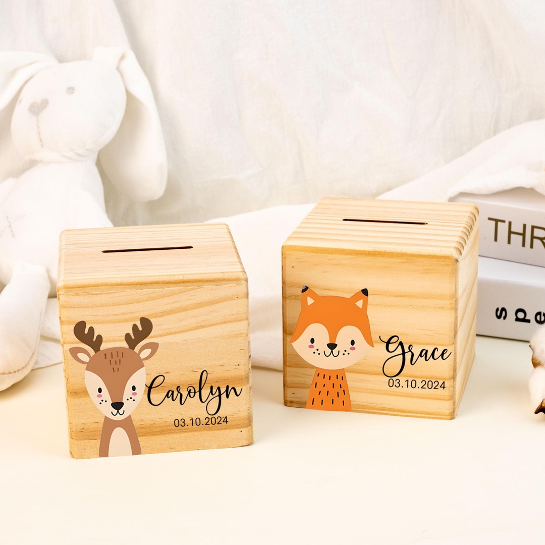 Personalized Money Box Children, Wooden Money Box for Kids, Child Money ...