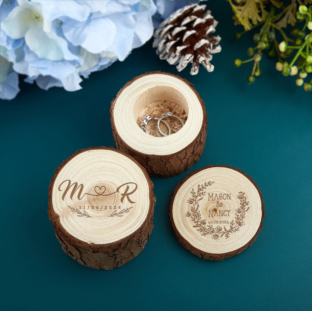 Custom Wooden Rustic Ring Box, Personalized Engagement Proposal Ring ... Custom Wooden Rustic Ring Box, Personalized Engagement Proposal Ring ...