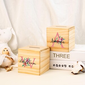 Personalized Wooden Money Box, Letter Name Money Box, Children Money ...