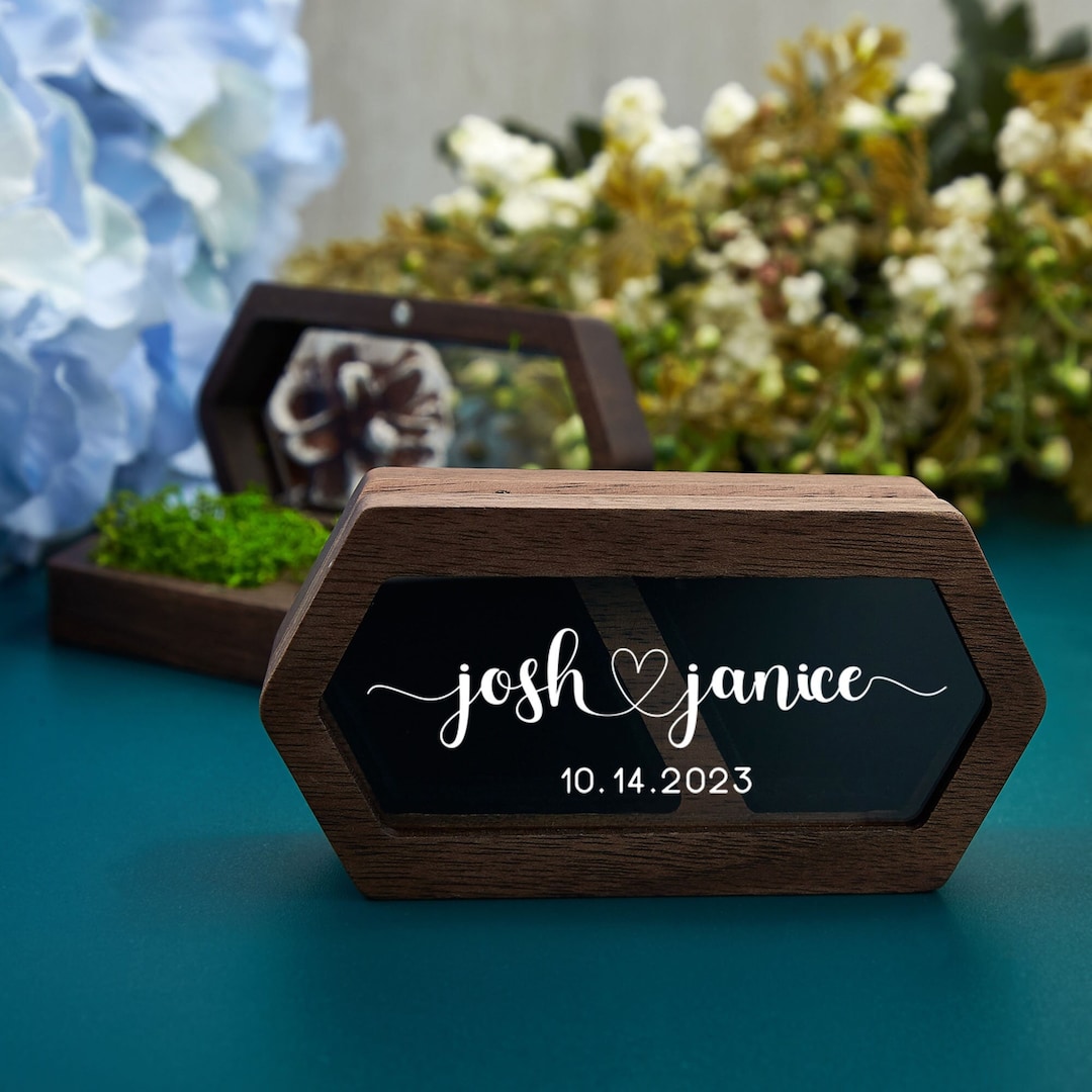Custom Engagement Ring Box,2 Slots Proposal Ring Box,personalized ...