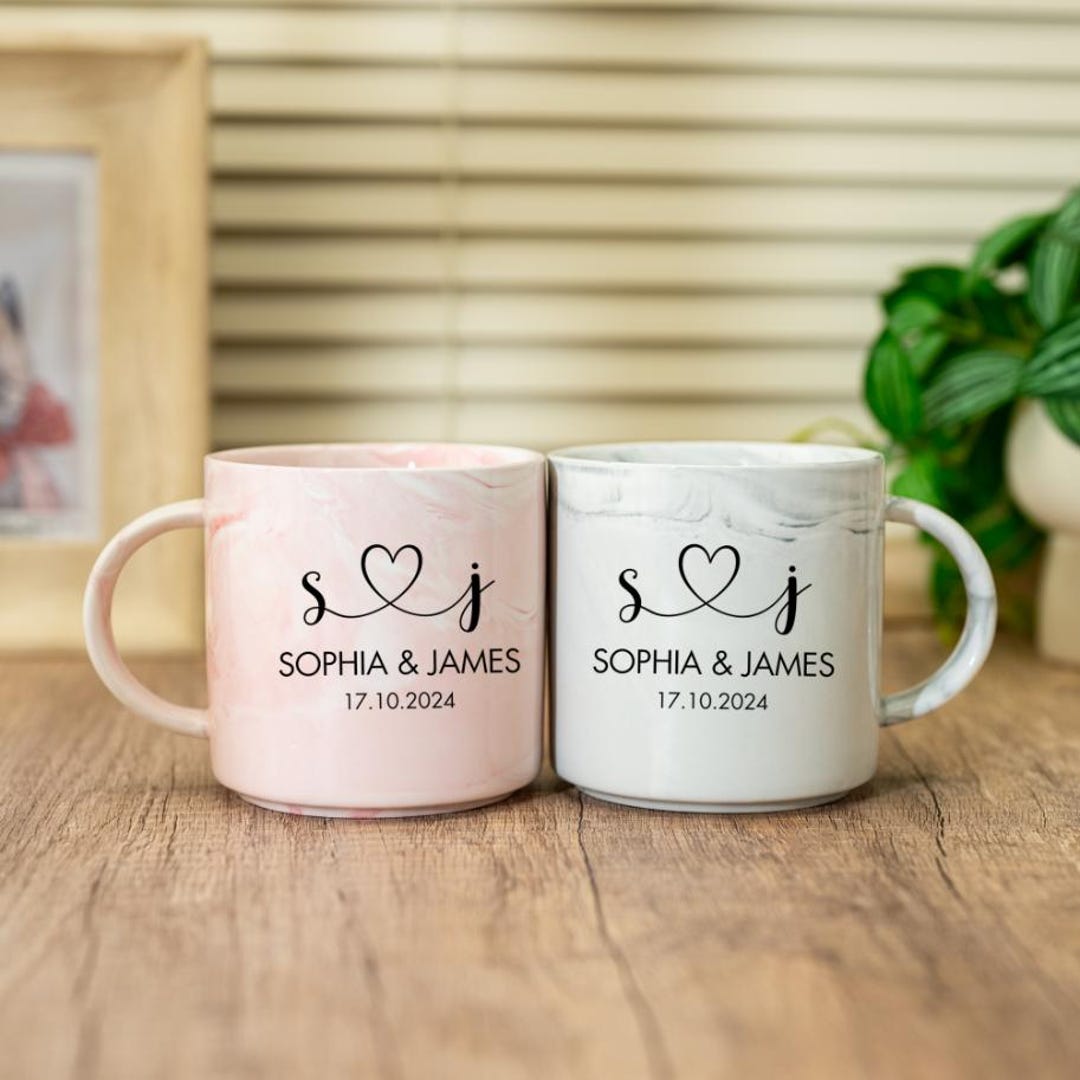Personalized Engagement Mugs,set of Couple Engagement Mugs,custom ...