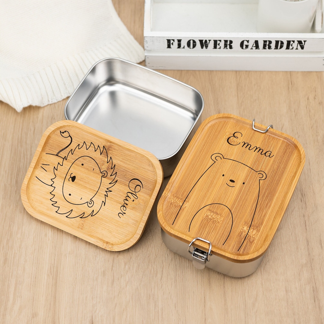 Personalized Wooden Lunch Box for Kids,children's Lunch Box With Cute ...