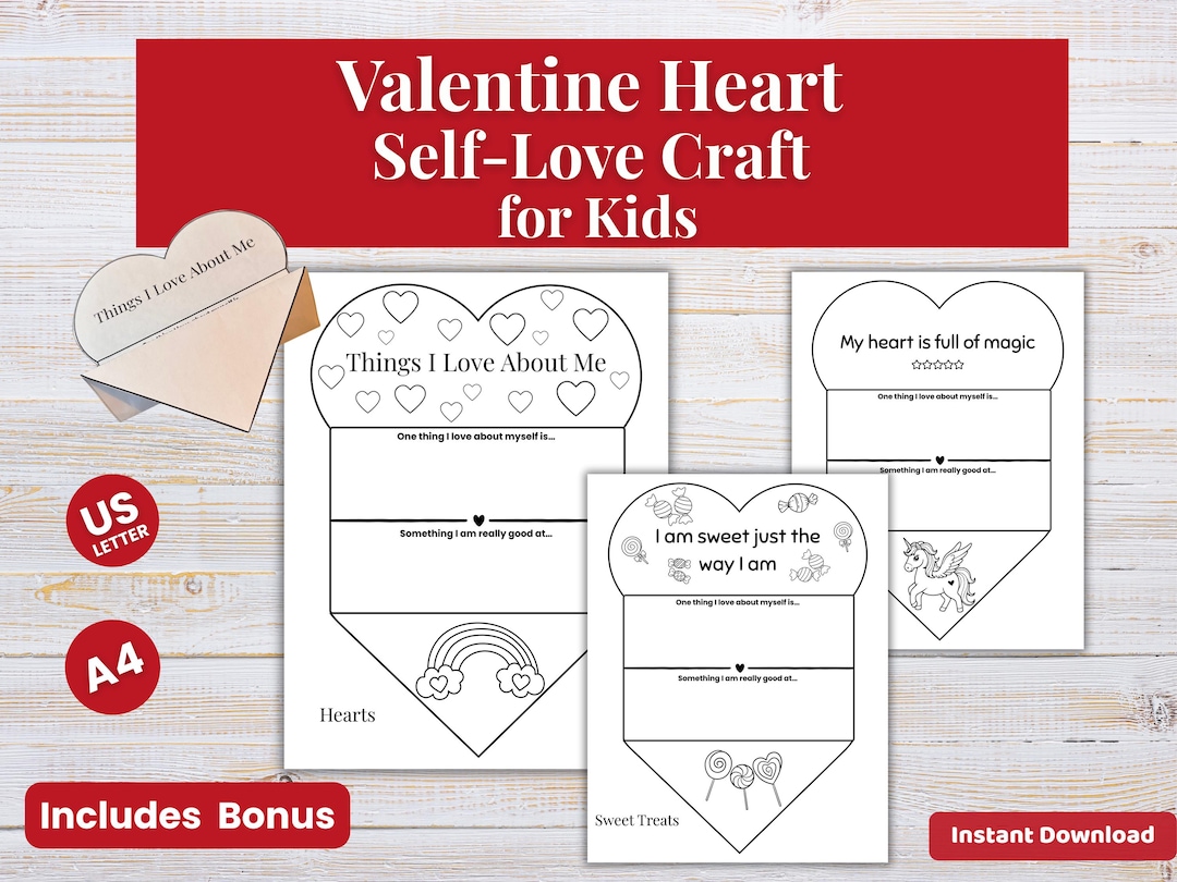 Valentine's Day Heart Craft | Self-love Activity for Kids (digital ...