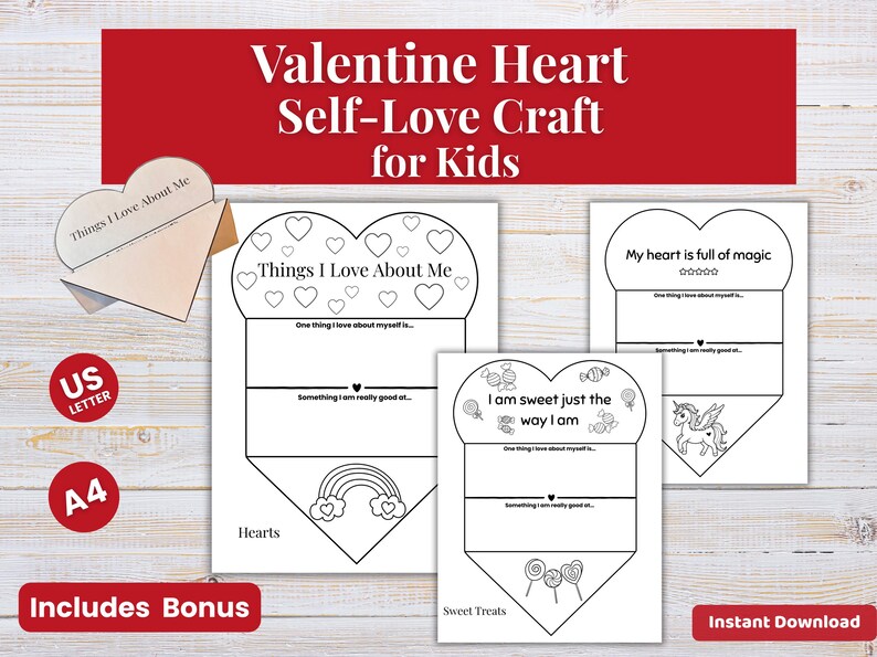 Valentine's Day Heart Craft | Self-love Activity for Kids (digital ...
