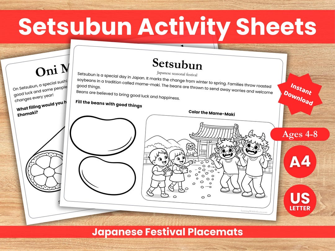 Setsubun Activity Sheets for Kids | Japanese Oni Mask Craft (A4 & US ...