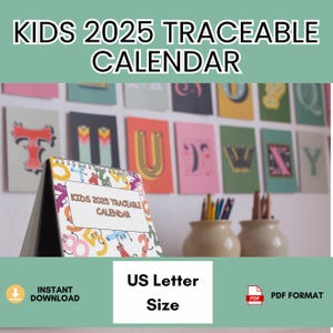 2025 Kids Traceable Calendar - Printable Educational Tool for Fine ...