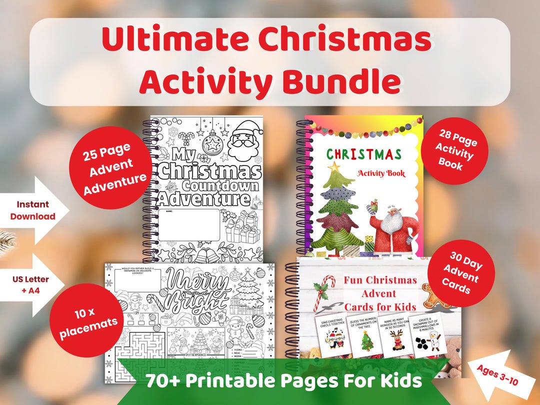Christmas Kids Activity Bundle – Printable Placemats & Advent Cards ...