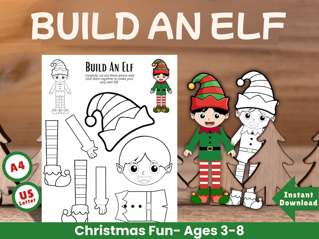 Build an Elf Christmas Craft | Cut & Paste Activity (digital Download ...