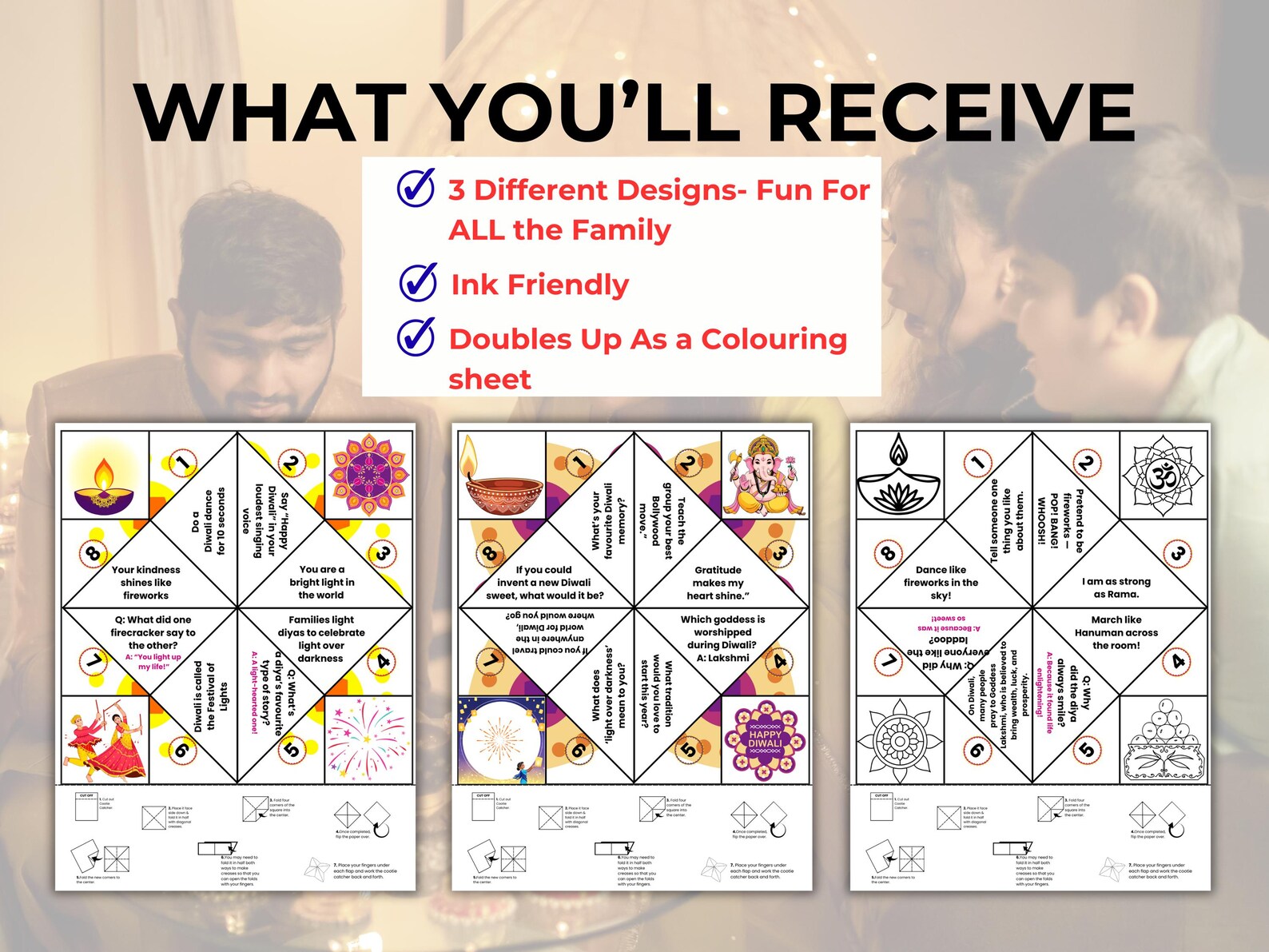 Diwali Cootie Catcher Printable Bundle: Fortune Teller Games (PDF) - Etsy