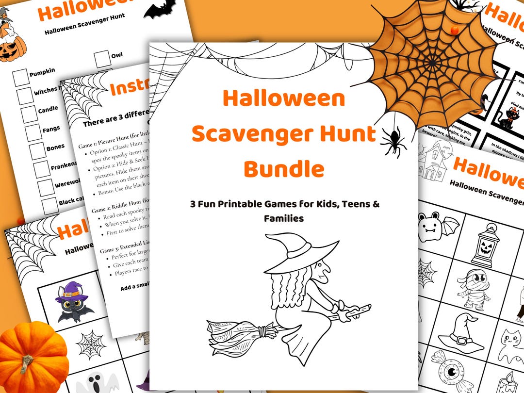 Halloween Scavenger Hunt Bundle: 3 Printable Games + Gift Tags (PDF) - Etsy