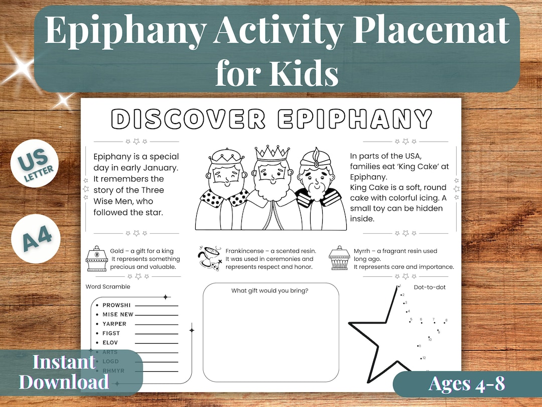 Epiphany Activity Placemat for Kids | Three Wise Men & Star Printable ...