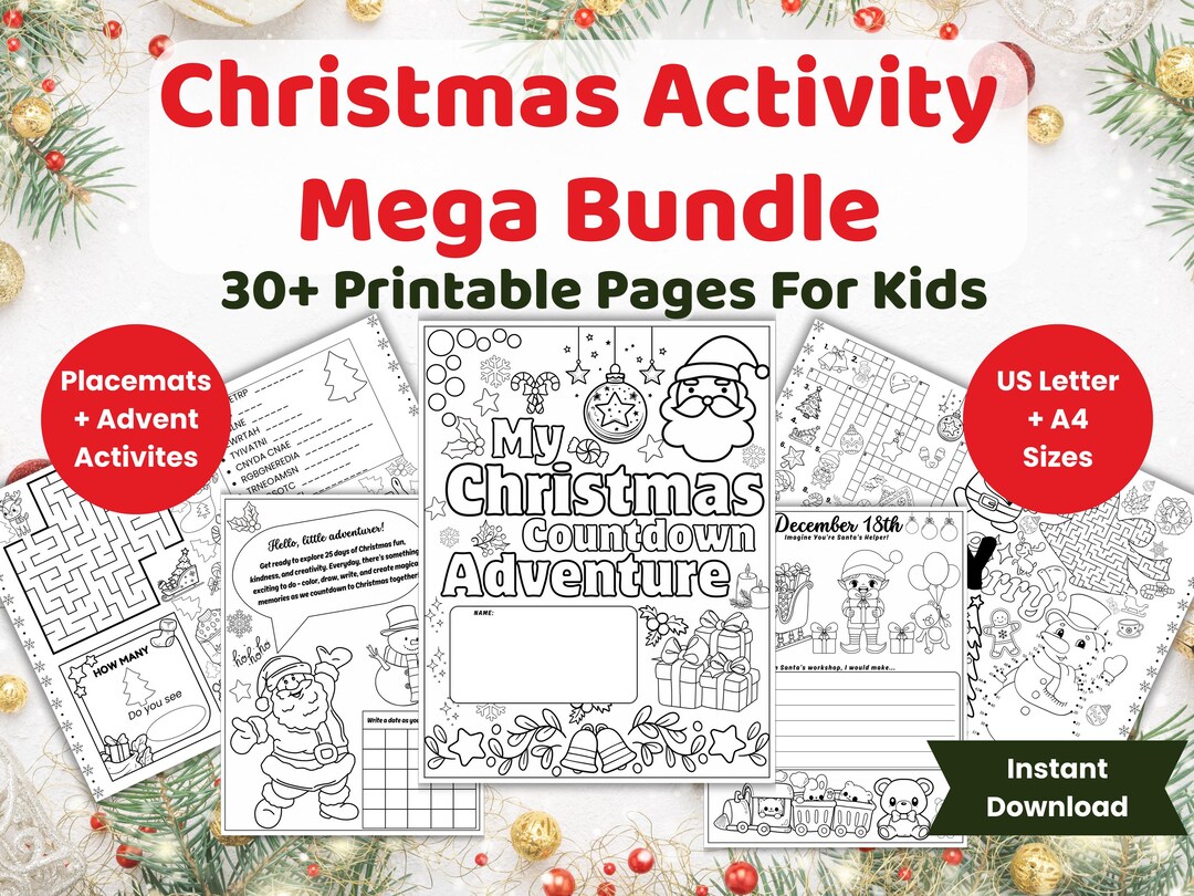 Christmas Activity Mega Bundle for Kids | 30+ Pages (digital Download ...