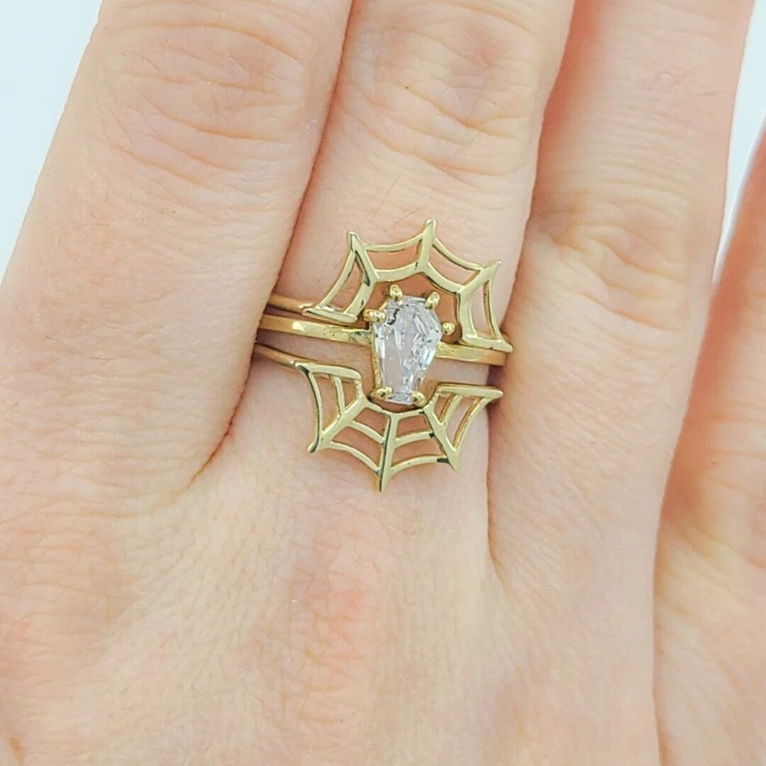 Spider Ring, Spider Web Ring, Spider Moonstone 3 Set Ring, Gothic ...