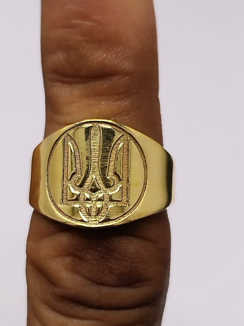 Ukrainian Trident Tryzub Symbol Unisex Ring, Silver Trident Symbol Ring ...
