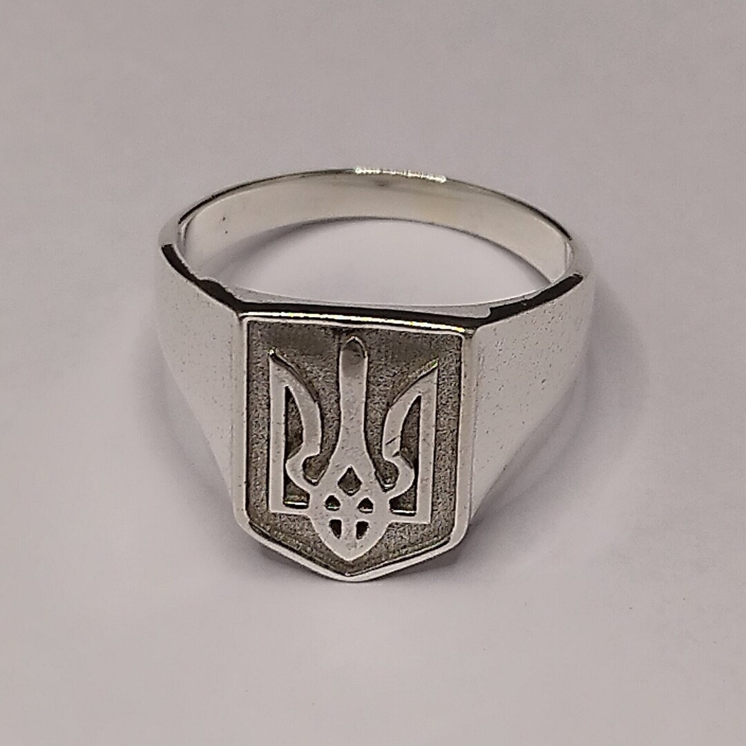 Ukrainian Trident Tryzub Symbol Unisex Ring Silver Trident Ring, Greek ...