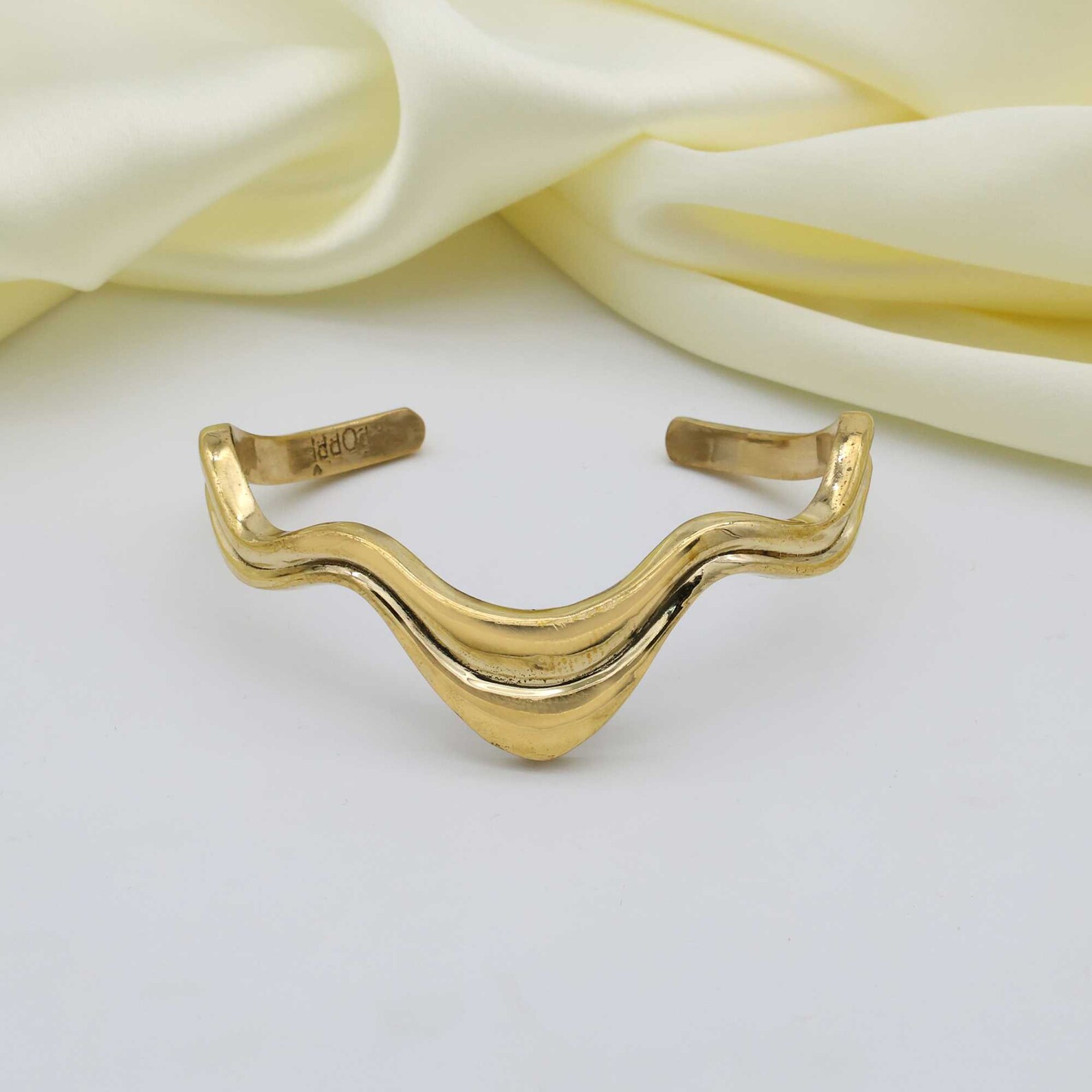 Wave Bracelet Gold, Wave Arm Cuff Sterling Silver, Wave Bangle, Ocean ...