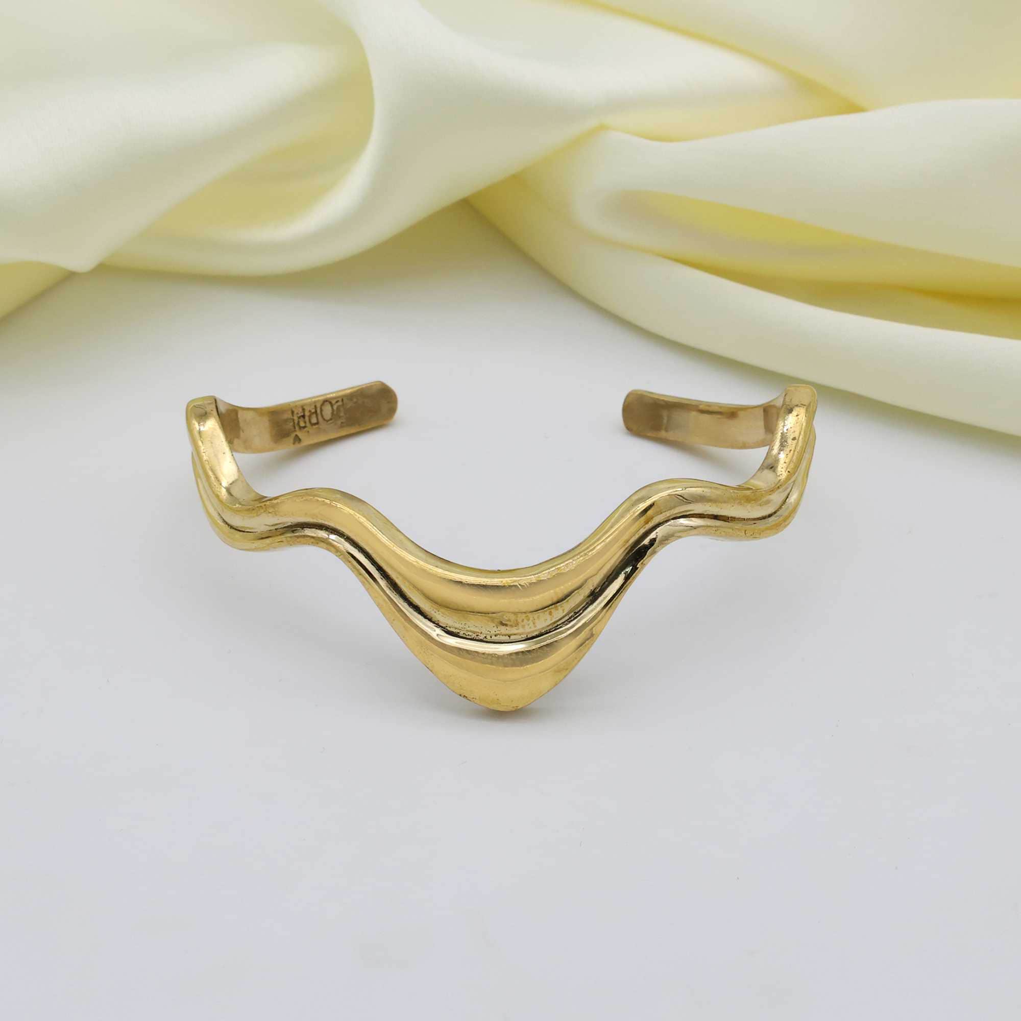 Wave Bracelet Gold, Wave Arm Cuff Sterling Silver, Wave Bangle, Ocean ...