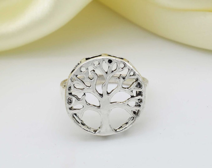 Tree of Life Ring, Engraved Tree Ring in Sterling Silver, Bridesmaid ...