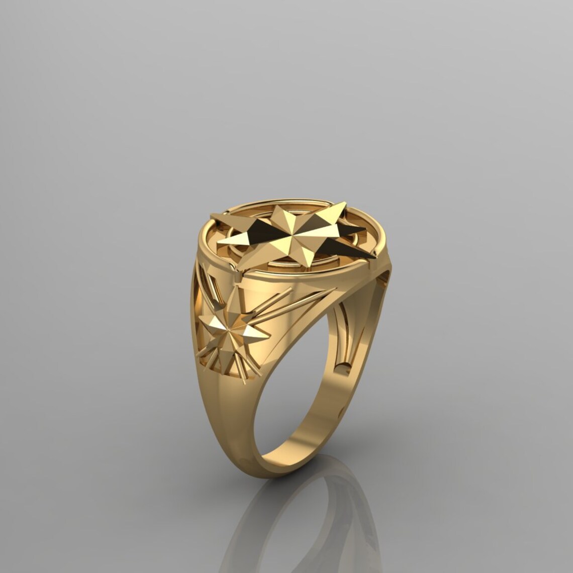 Compass Signet Ring, Wind Rose Ring, Sterling Silver 925, Traveler Ring ...