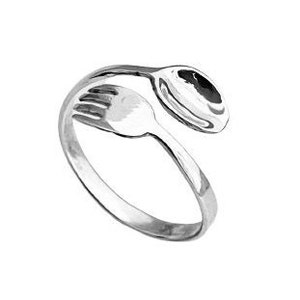 Vintage Sterling Silver Fork and Spoon Adjustable Ring, Fork Ring ...