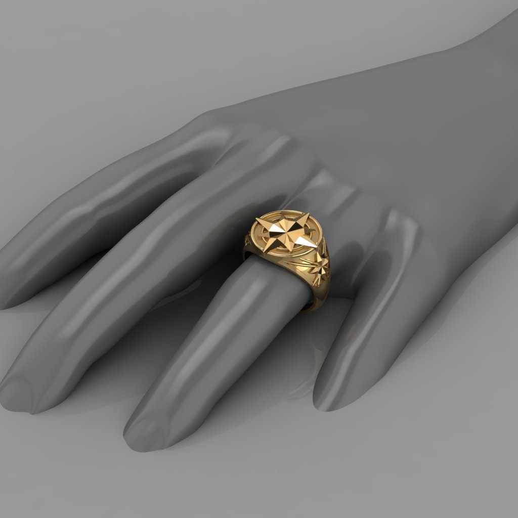 Compass Signet Ring, Wind Rose Ring, Sterling Silver 925, Traveler Ring ...