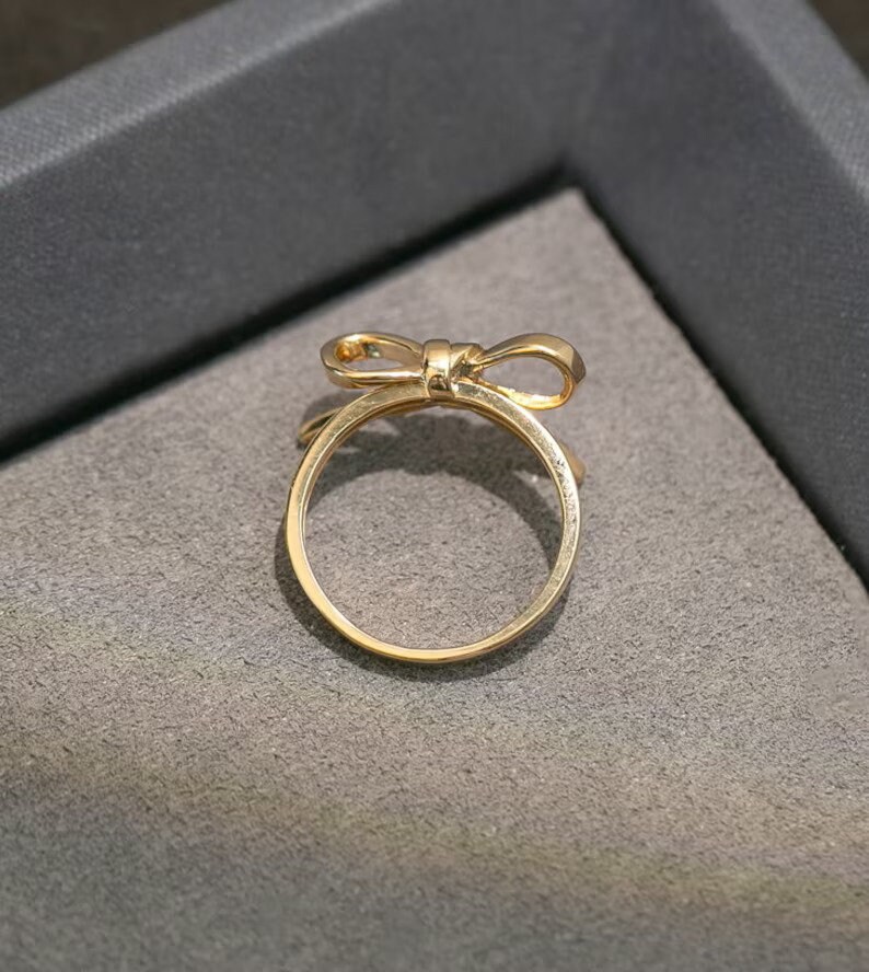 Silver Knot Bow Tie Ring, Dainty Ribbon Ring, Minimalist Band, Everyday ...