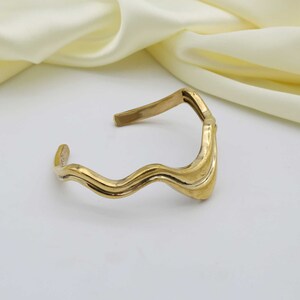 Wave Bracelet Gold, Wave Arm Cuff Sterling Silver, Wave Bangle, Ocean ...