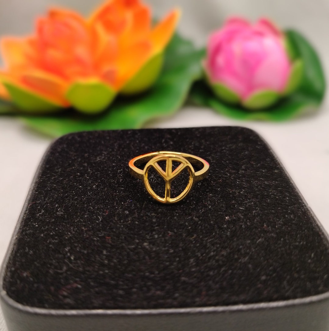 Sterling Silver Peace Sign Ring, Silver Peace Ring, Geometric Ring ...