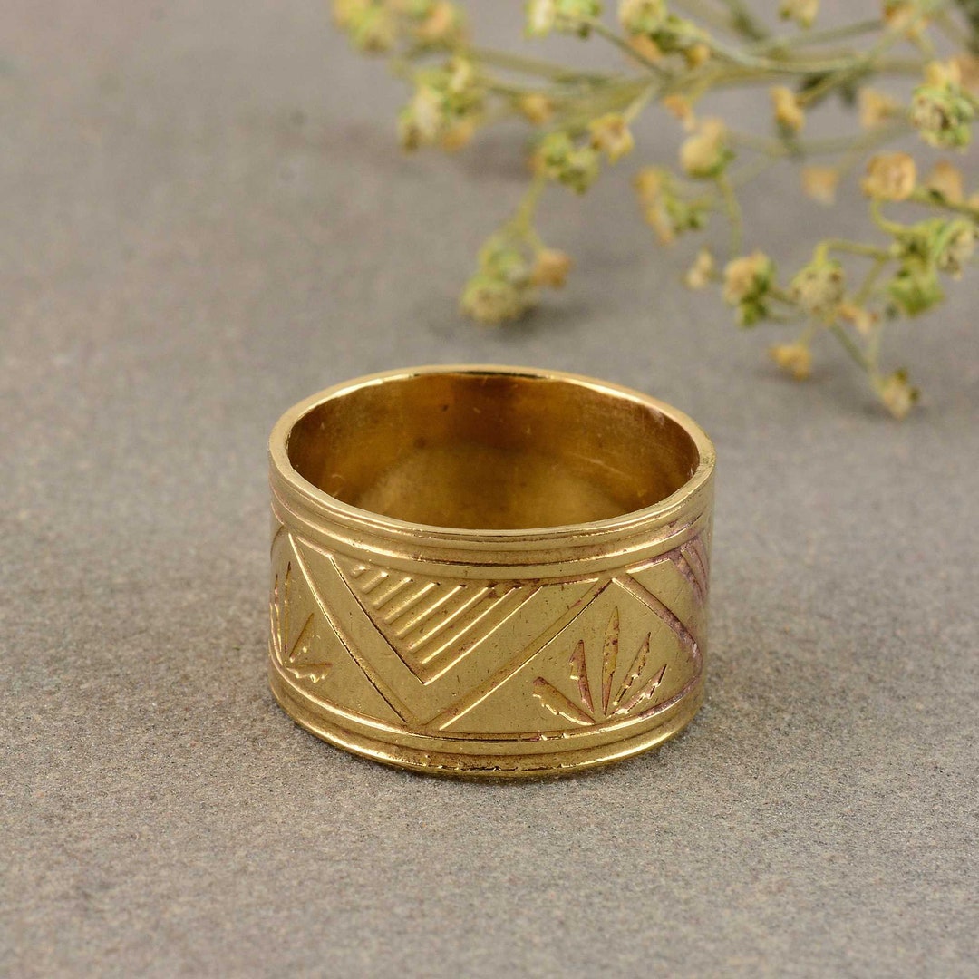 Simple Chunky Ring, Modern Wide Wedding Ring Band, Brushed Thick 925 ...