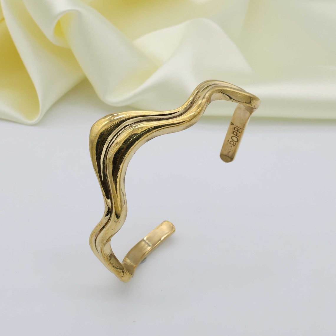 Wave Bracelet Gold, Wave Arm Cuff Sterling Silver, Wave Bangle, Ocean ...