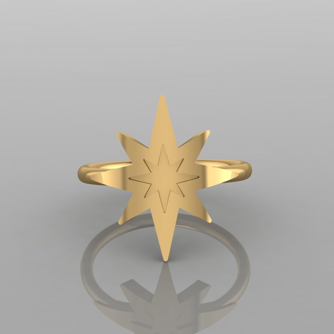 Gold Compass Signet Ring Men’s Gold Ring Men’s Compass Ring North Star ...