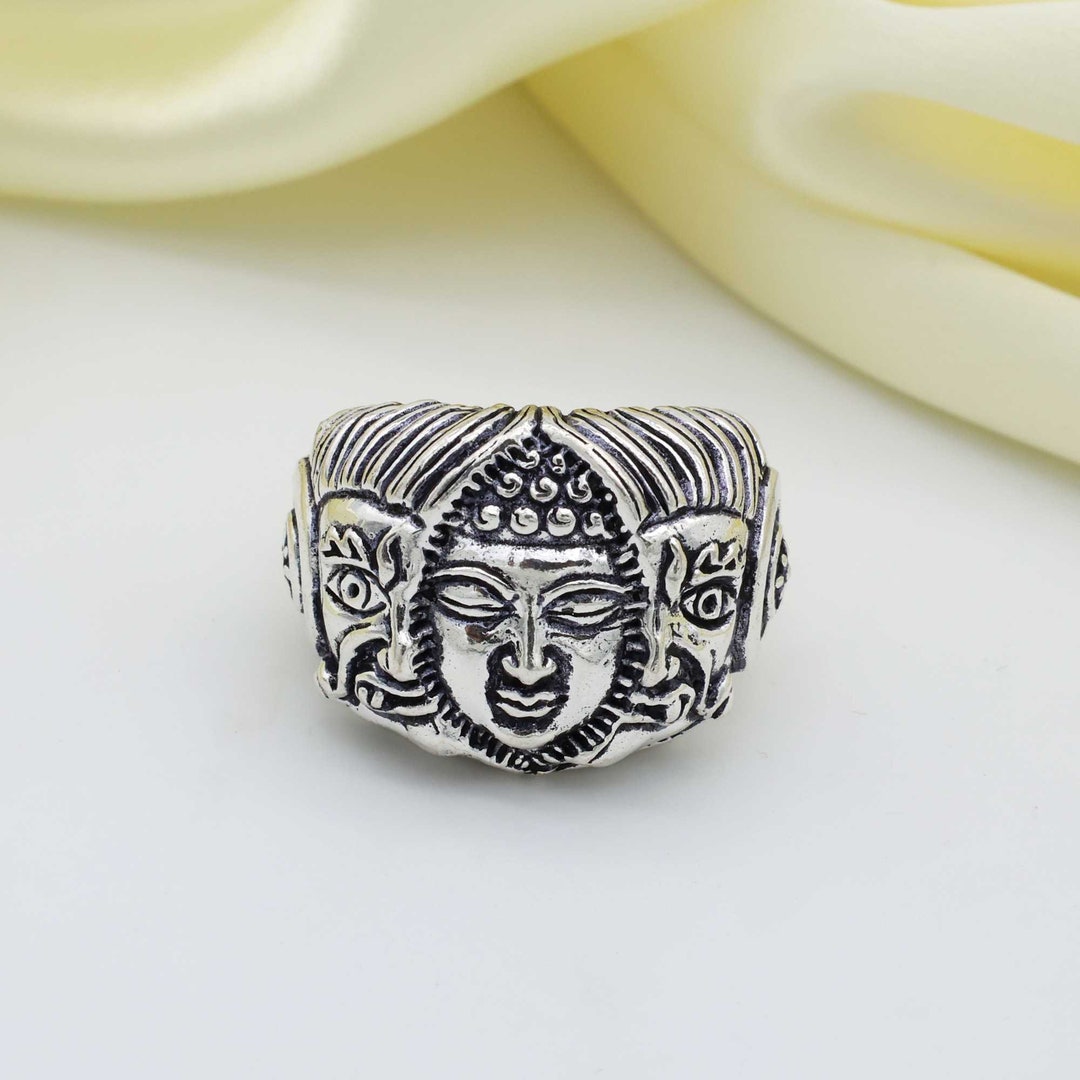 Devil Buddha Head Silver Ring, 925 Silver Buddhist Ring for Man ...