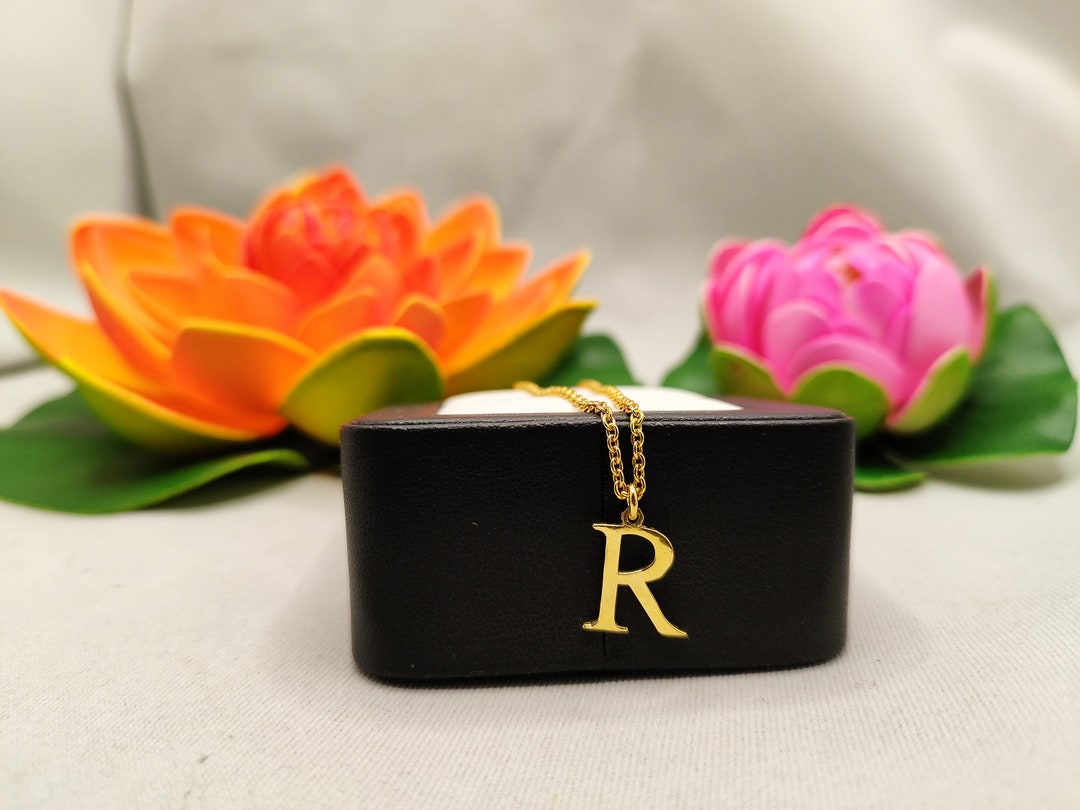 Capital Cursive Gold or Silver Letter, Alphabet, Initial "r" Necklace ...