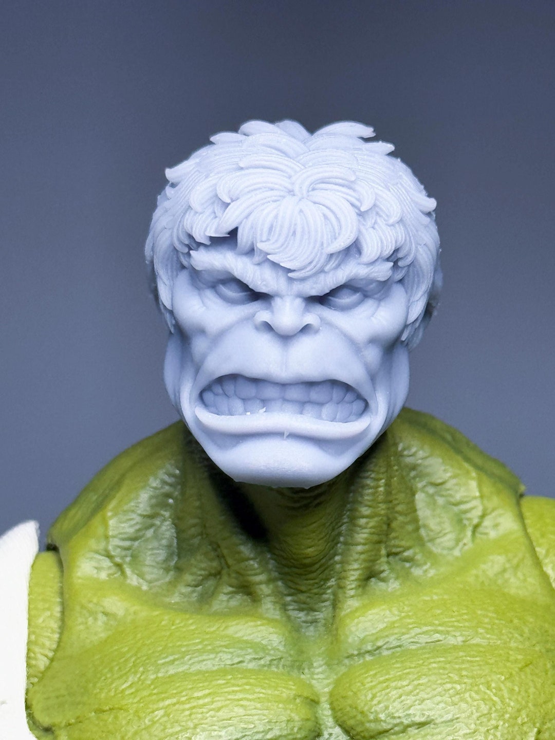 1/12 3D Printed Head Sculpt Angry Green Man Face off Style - Etsy