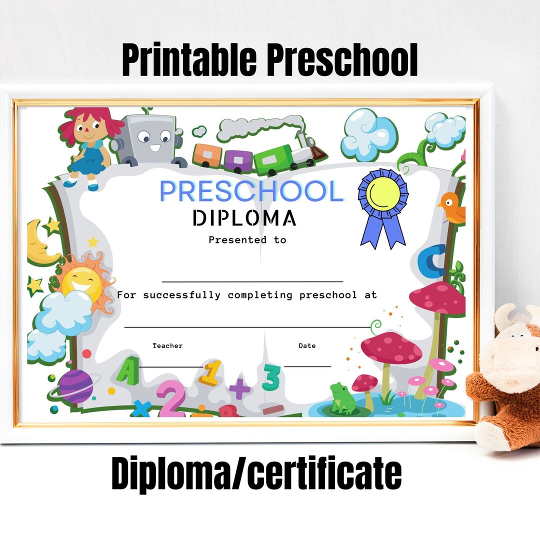 Printable Preschool Diploma Award Preschool Certificate Pre-k - Etsy