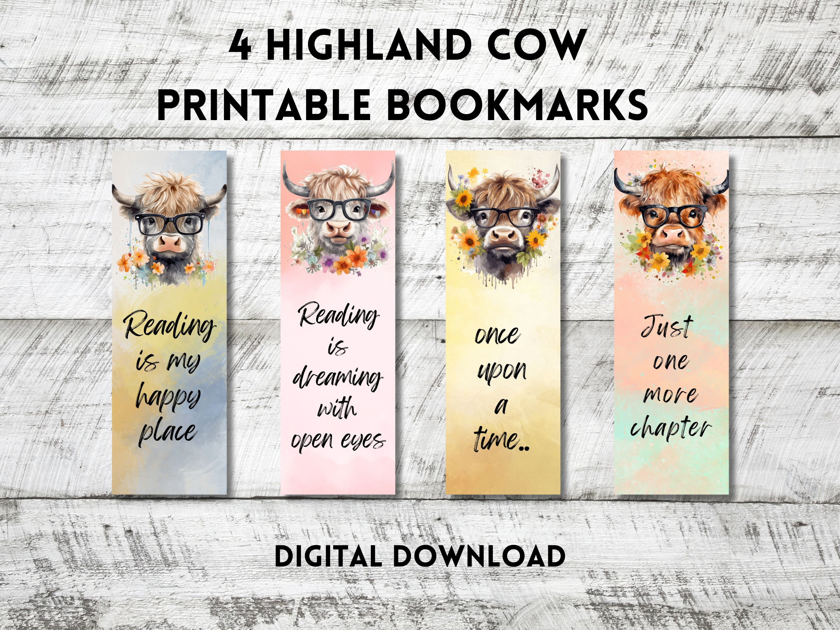 Highland Cow Bookmark, Cow Printable, Bookmark for Women, Printable ...