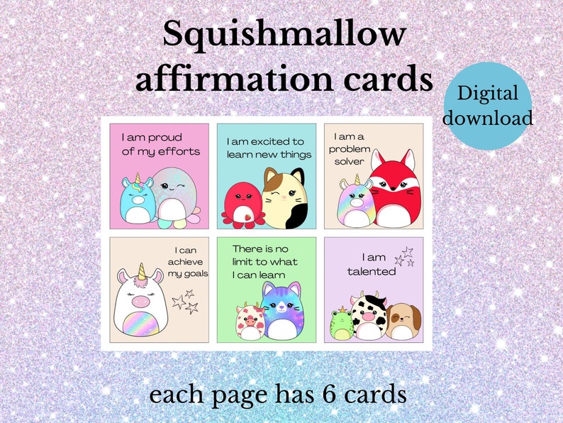 Kids Affirmation Cards Squishmallow Affirmation Card Kids Positive ...