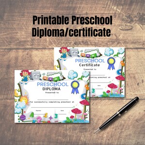 Printable Preschool Diploma Award Preschool Certificate Pre-k - Etsy