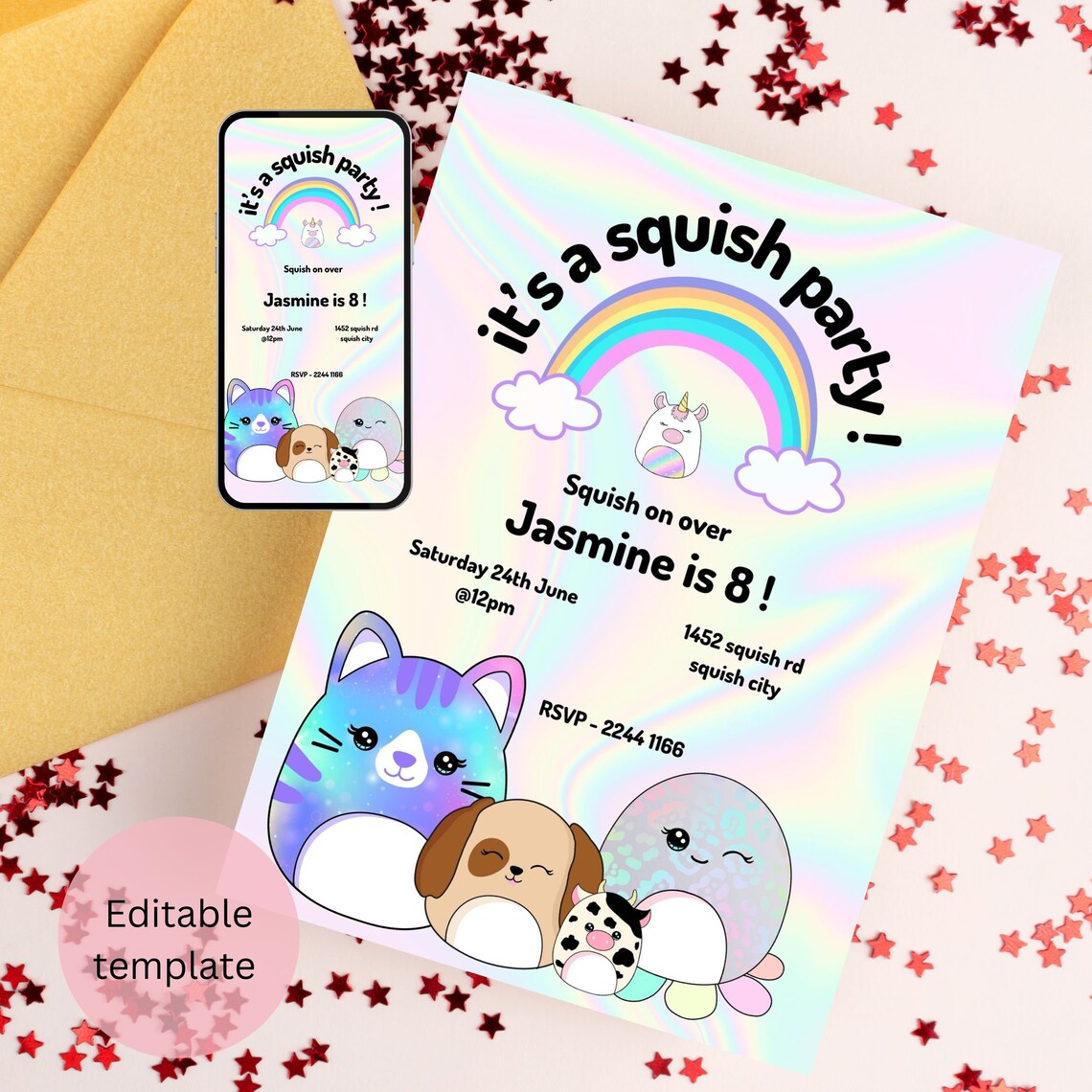 Squishmallow Birthday Invite Squishmallow Party Invitation - Etsy