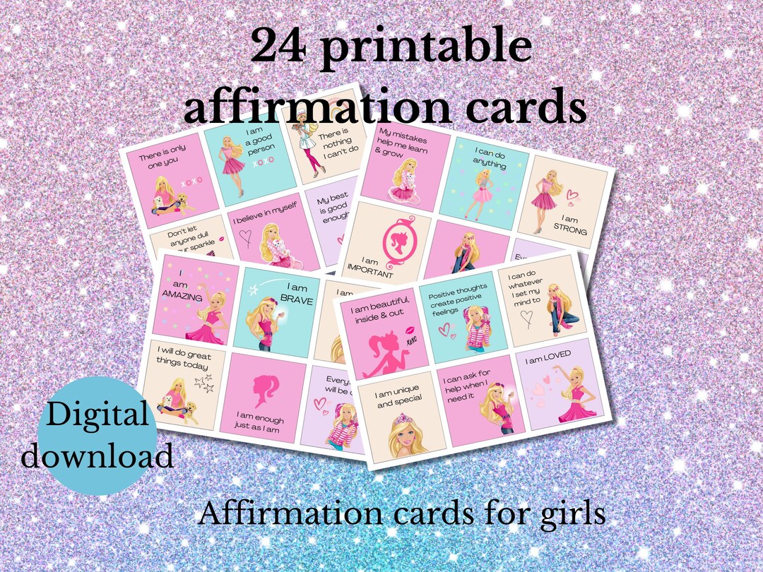 Affirmation Cards Printable Pink Affirmations for Girls Barbie ...